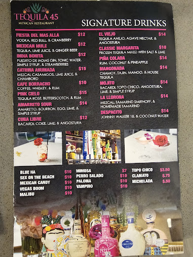 Tequila 45 Menu – Traditional Mexican Food in Houston, Texas | Prices ...